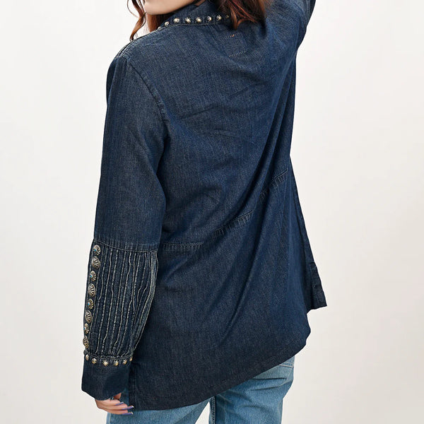 American Darling Denim Shirt with Conchos – Stepp West