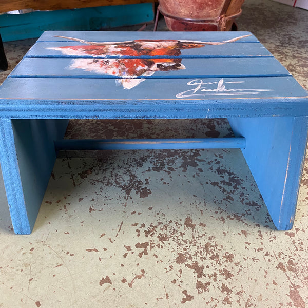 HAND PAINTED LONGHORN STOOL – Stepp West